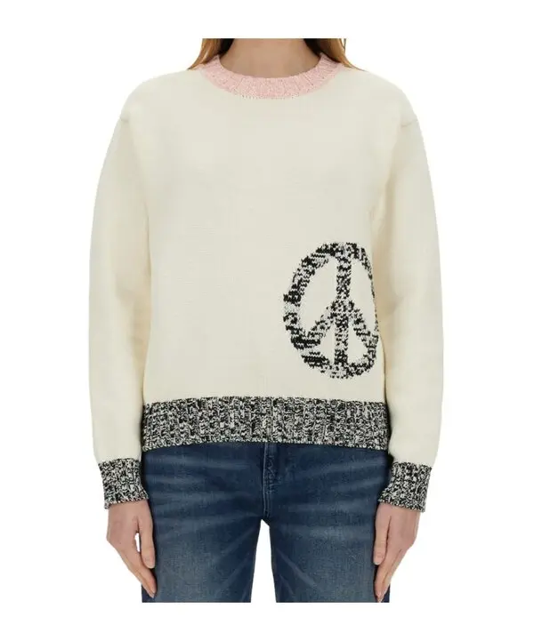 Moschino Long-sleeved Sweater With Graphic Detail - White