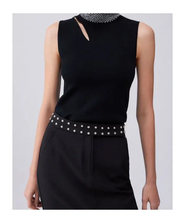 Liu Jo Embellished High Neck Top With Cut-out Shoulder