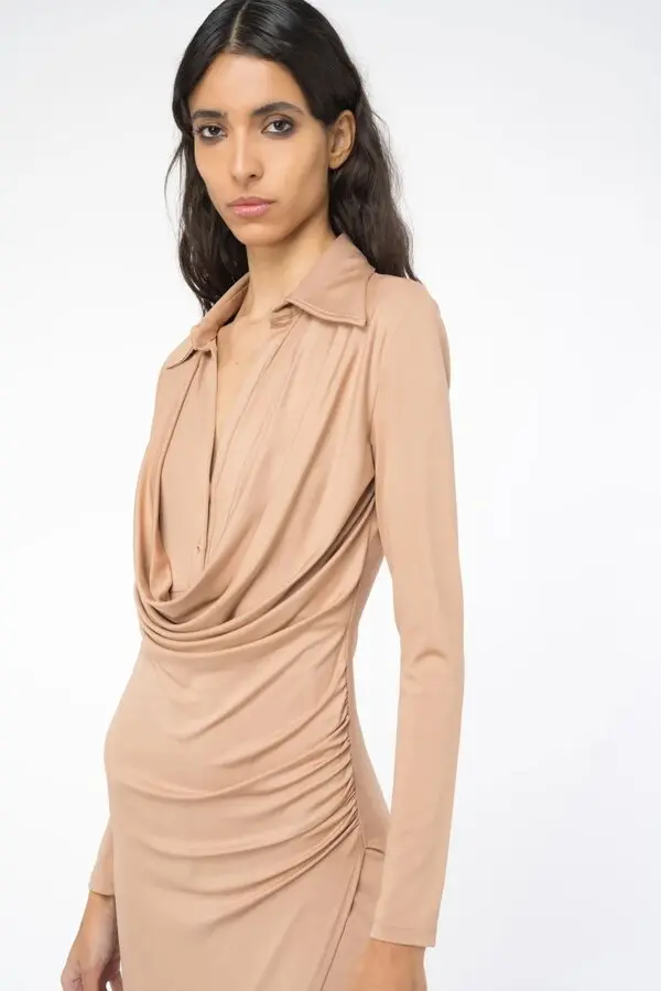 Pinko Long-sleeve Draped Midi Dress