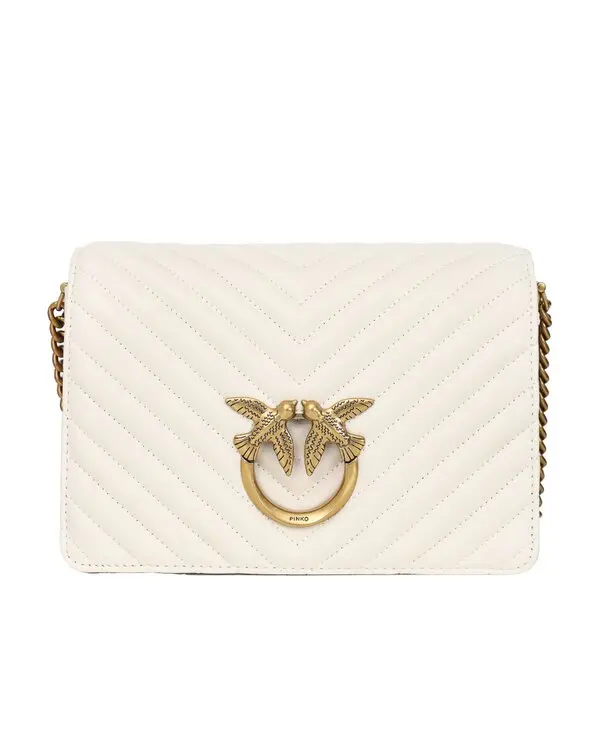 Pinko Classic Love Click Foldover Top Crossbody Bag - White