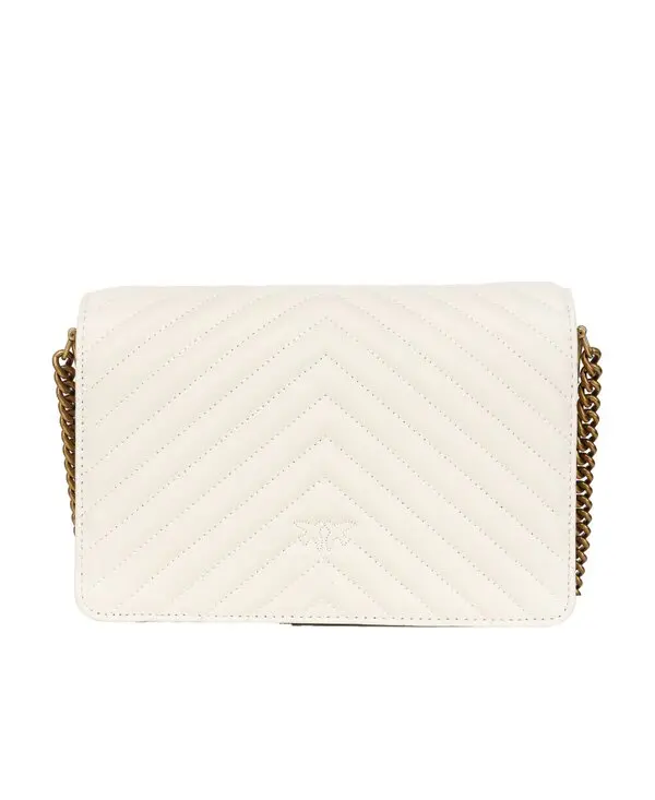 Pinko Classic Love Click Foldover Top Crossbody Bag - White