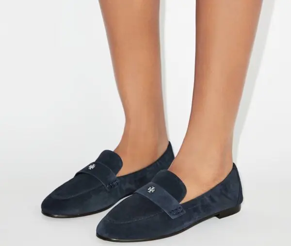Tory Burch Slip-on Ballet Loafers With Metal Logo Stud - Blue