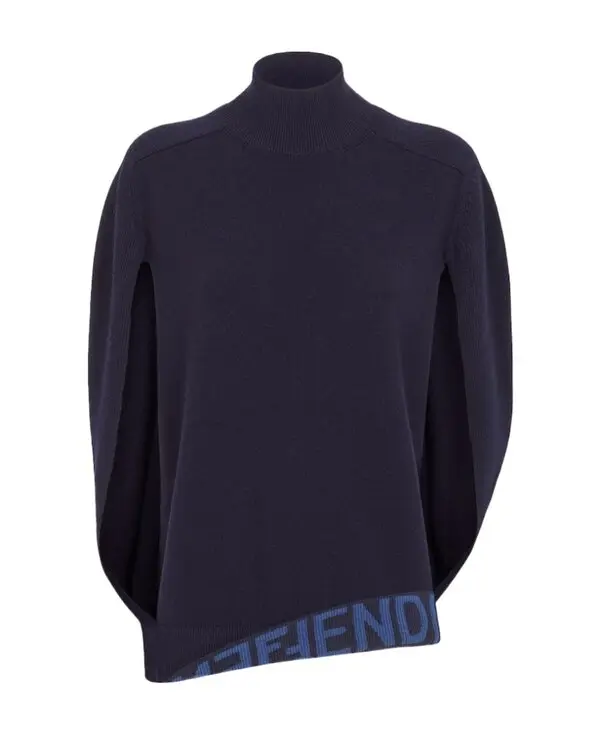 Fendi High-neck Knit Jumper With Cut-out Sleeves