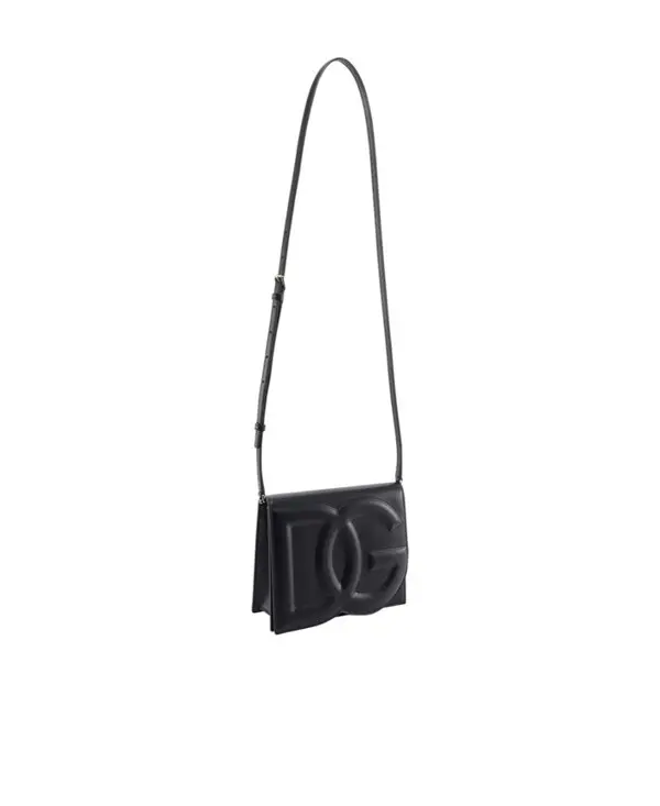 Dolce & Gabbana Logo Embossed Crossbody Bag - Black