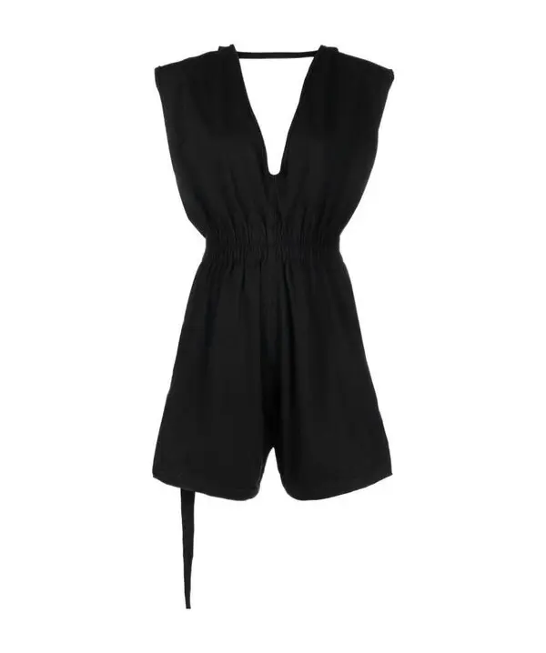 Rick Owens V-neck Short Playsuit - Black