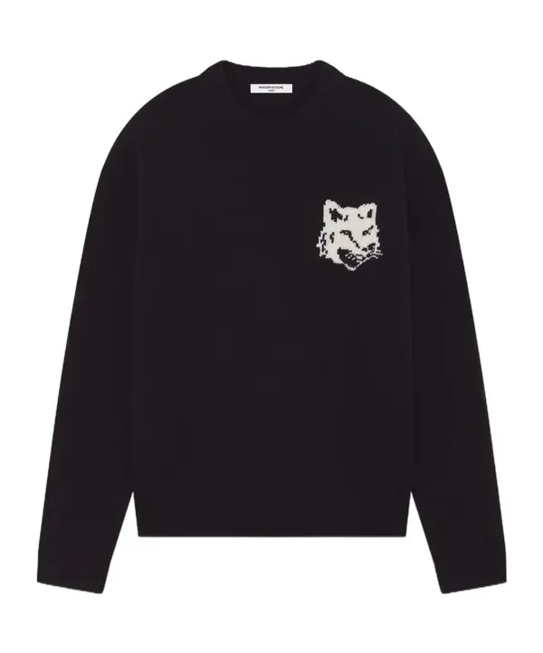 Maison Kitsuné Fox Head Intarsia Knit Jumper - Black