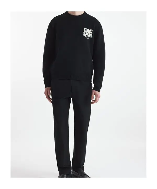 Maison Kitsuné Fox Head Intarsia Knit Jumper - Black