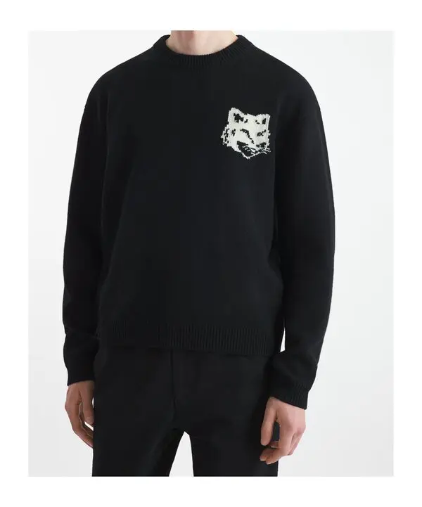 Maison Kitsuné Fox Head Intarsia Knit Jumper - Black