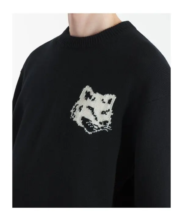 Maison Kitsuné Fox Head Intarsia Knit Jumper - Black
