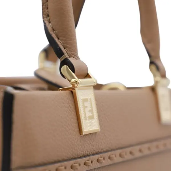 Fendi Sunshine Lace-up Logo Small Top Handle Bag - Brown
