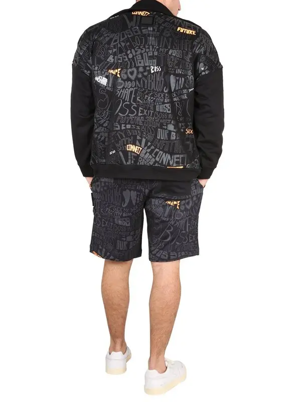 Hugo Boss Relaxed Fit Patch Embellished Zip-up Sweatshirt