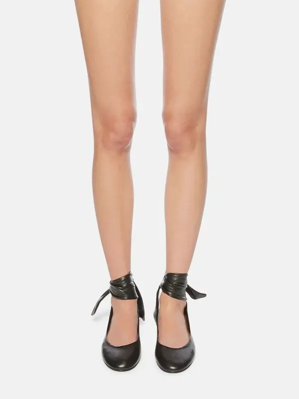 Attico Cloe Ankle Tied Ballerina Flats - Black