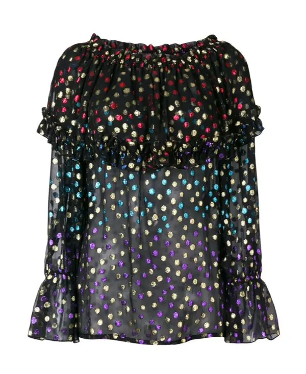 Saint Laurent Fil Coupé Off-the-shoulder Blouse - Black