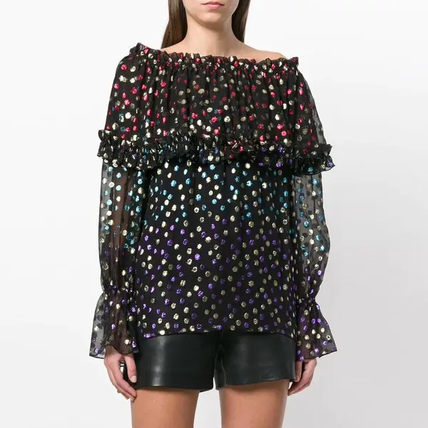 Saint Laurent Fil Coupé Off-the-shoulder Blouse