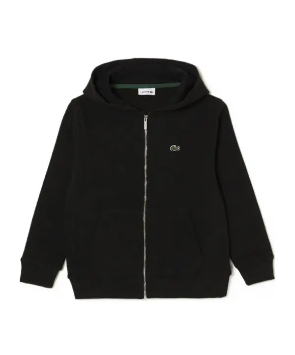 Lacoste Crocodile-patch Zip-up Hoodie - Black