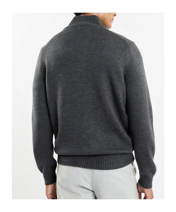 FAY Mock Neck Wool Jumper With Button Placket - Grey