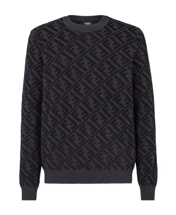 Fendi Monogram Jacquard Crewneck Knitted Jumper