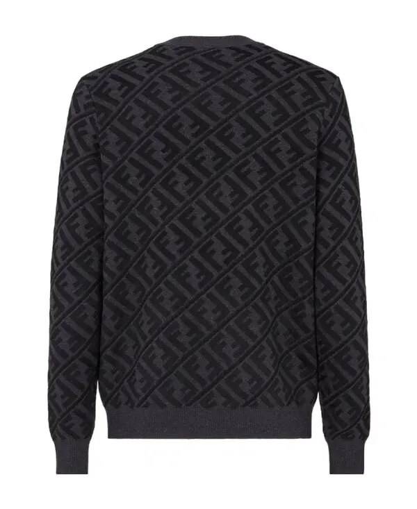 Fendi Monogram Jacquard Crewneck Knitted Jumper