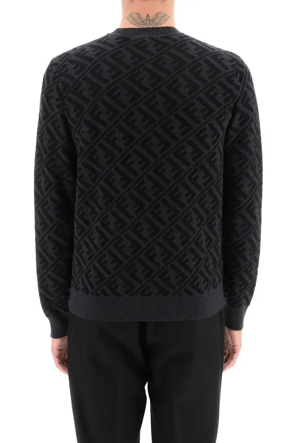 Fendi Monogram Jacquard Crewneck Knitted Jumper