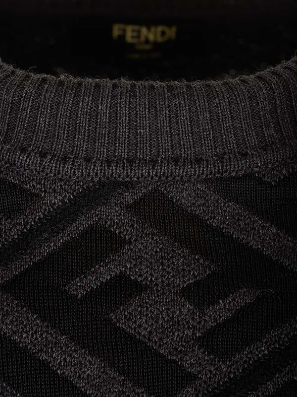 Fendi Monogram Jacquard Crewneck Knitted Jumper