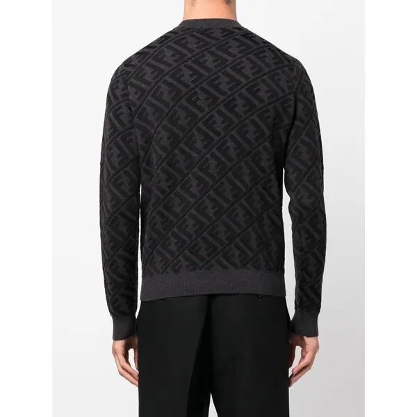 Fendi Monogram Jacquard Crewneck Knitted Jumper