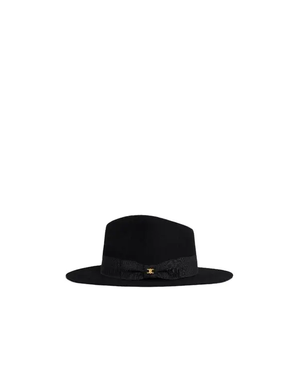 Celine Felt Fedora Hat With Bow Detail - Black