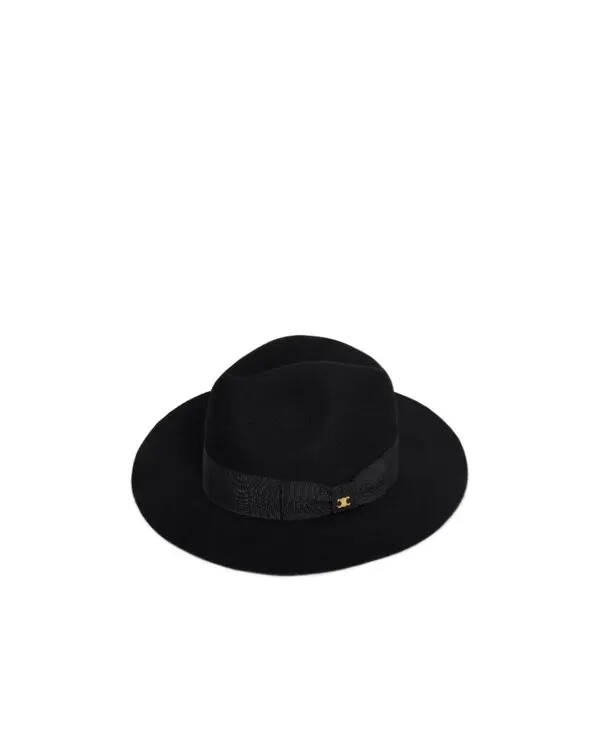 Celine Felt Fedora Hat With Bow Detail