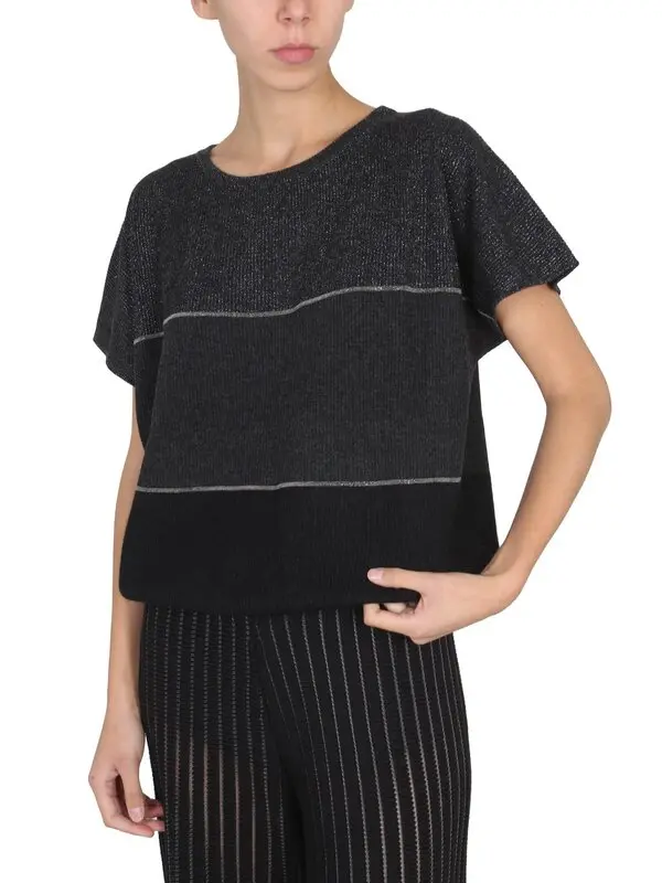 Fabiana Filippi Lurex Detailed Short Sleeve Jumper