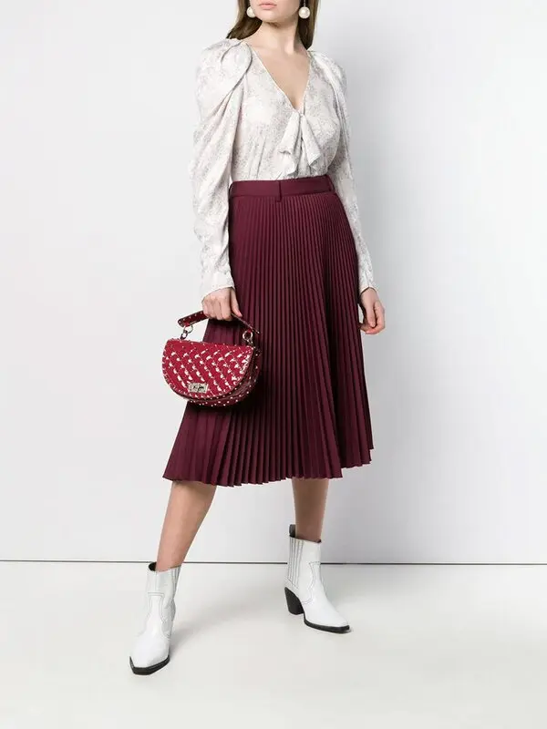 Valentino Garavani Rockstud Quilted Rivet Saddle Bag - Red