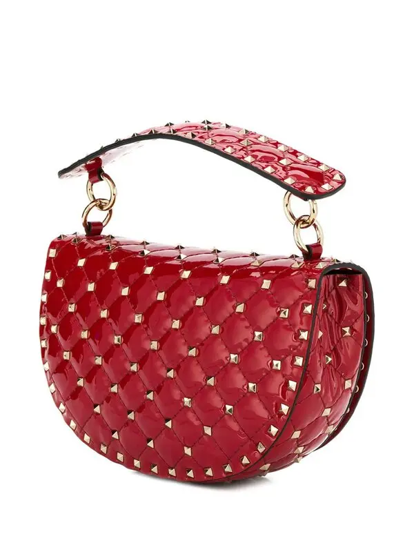 Valentino Garavani Rockstud Quilted Rivet Saddle Bag - Red
