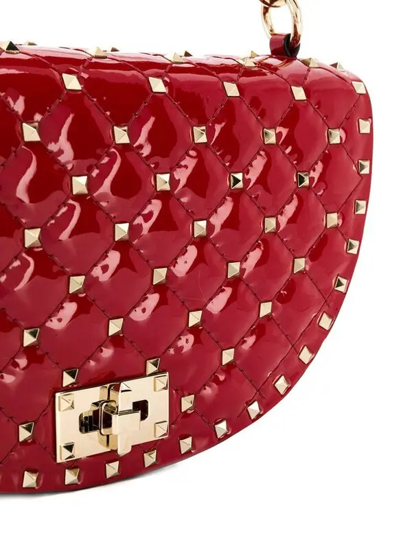 Valentino Garavani Rockstud Quilted Rivet Saddle Bag - Red