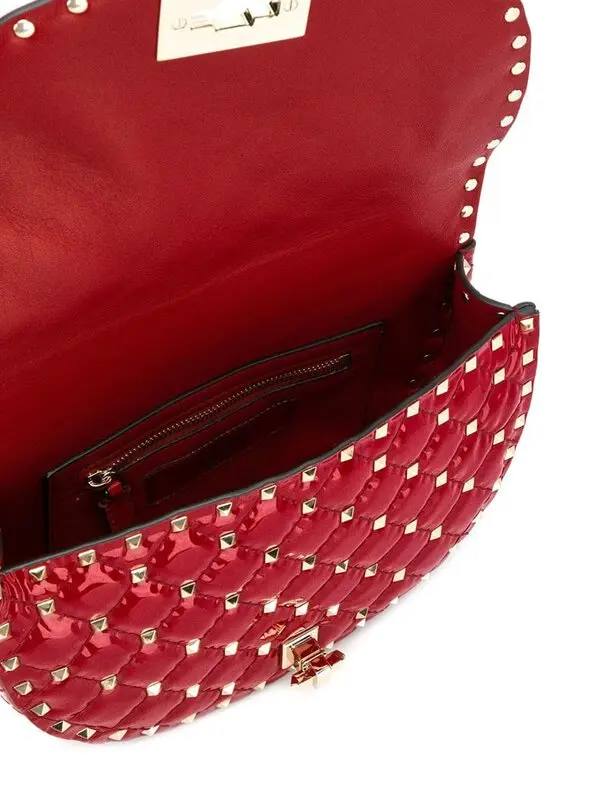Valentino Garavani Rockstud Quilted Rivet Saddle Bag - Red