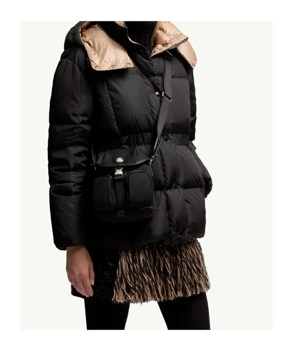 Moncler Buckle Detailed Foldover Top Mini Backpack - Black