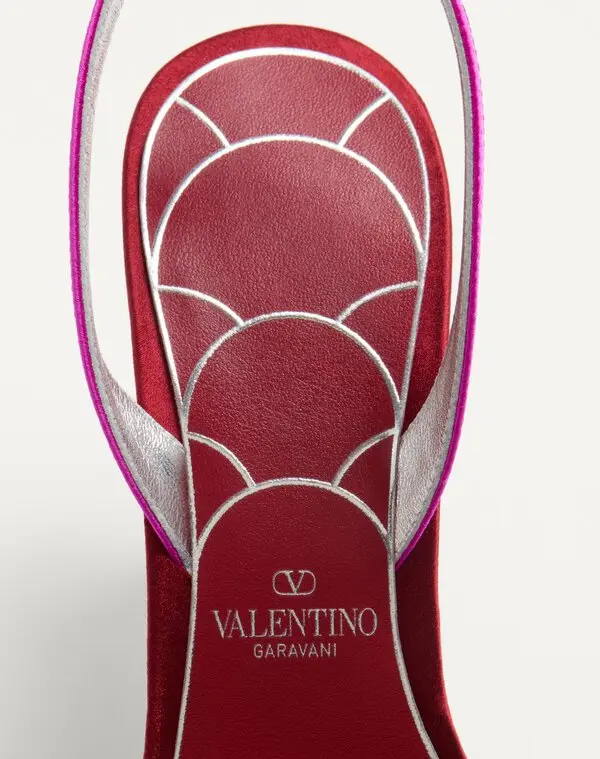 Valentino Garavani Ladycrush Open Toe Satin Sandals - Multicolored/silver