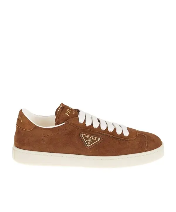 Prada Lace-up Suede Sneakers - Oak
