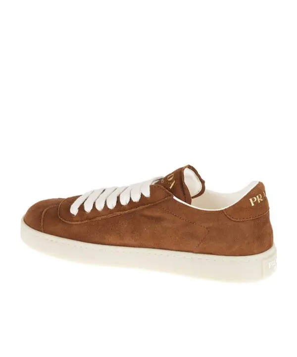 Prada Lace-up Suede Sneakers - Oak