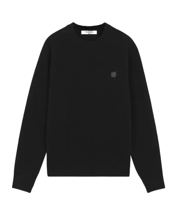 Maison Kitsuné Fox Head Patch Knitted Jumper - Black