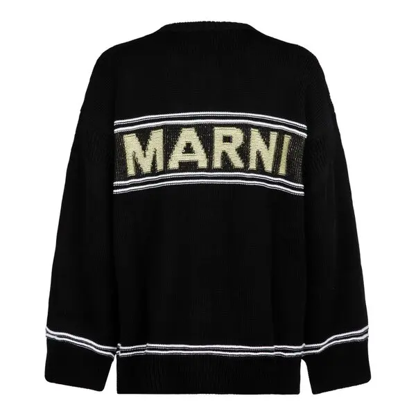 Marni Oversized-fit Cardigan With Logo Stripe Trim