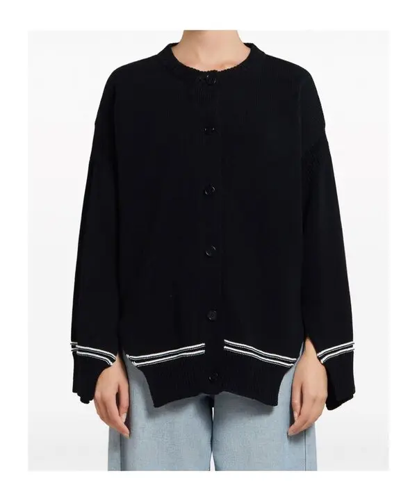 Marni Oversized-fit Cardigan With Logo Stripe Trim