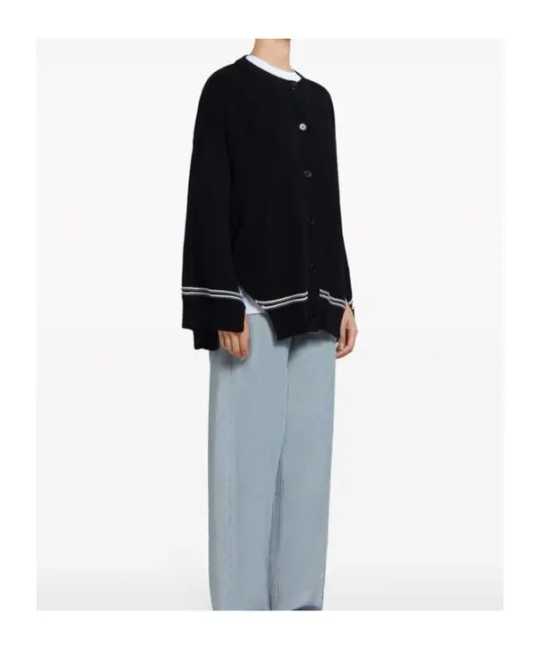 Marni Oversized-fit Cardigan With Logo Stripe Trim