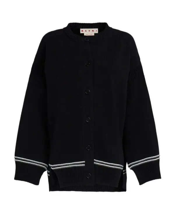 Marni Oversized-fit Cardigan With Logo Stripe Trim - No