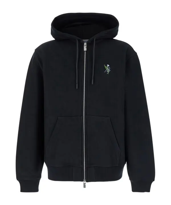 Burberry Embroidered Zip-up Drawstring Hoodie