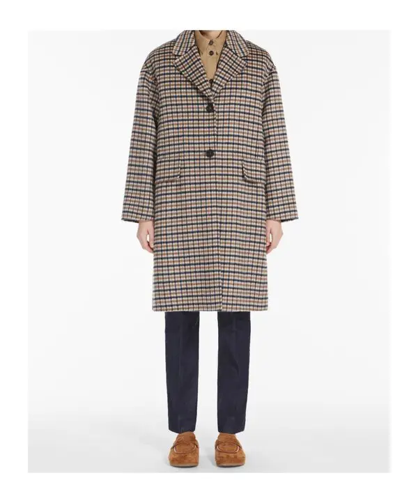 Max Mara Single-breasted Plaid Coat