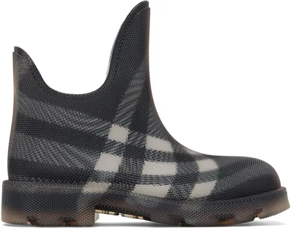 Burberry Vintage Check Mesh Pull-on Boots - Gray