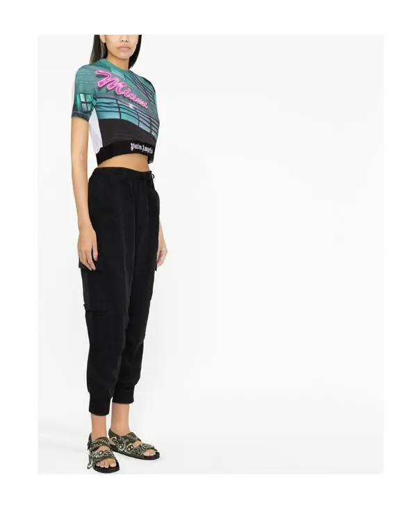 Palm Angels Miami Print Cropped T-shirt