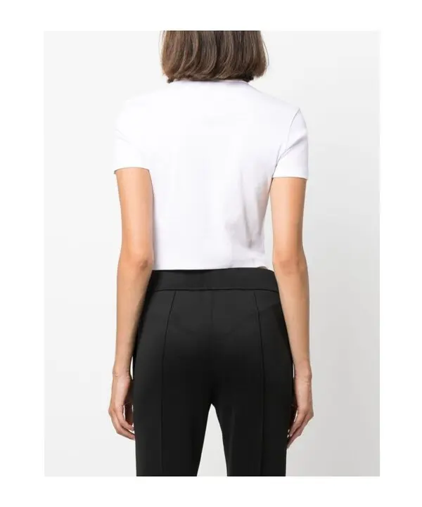 Fendi Logo Embroidered Crewneck Cropped T-shirt - White