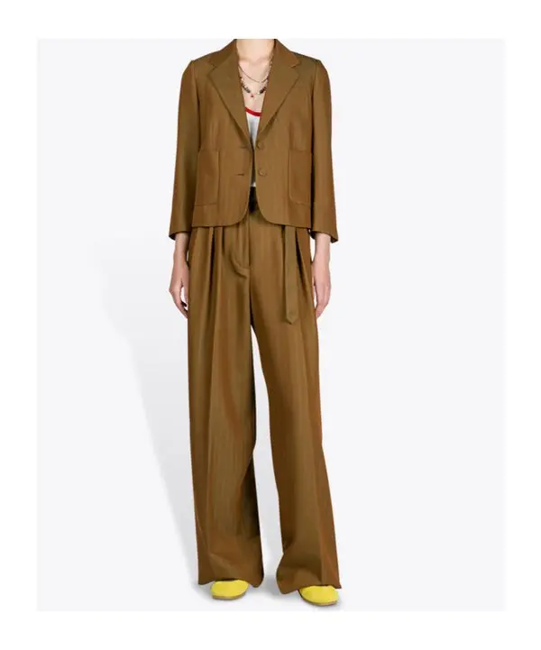 Dries Van Noten Belted Wide-leg Pleated Trousers - Tan