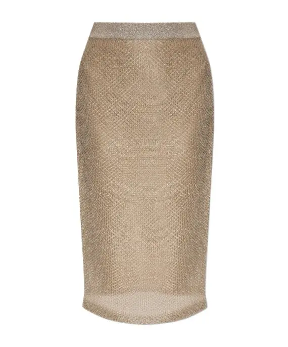 Tory Burch Metallic Mesh Midi Skirt - No