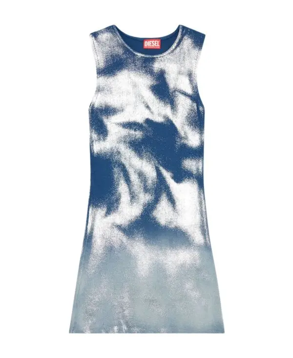 DIESEL® Sleeveless Metallic Finish Cotton Dress - Gray