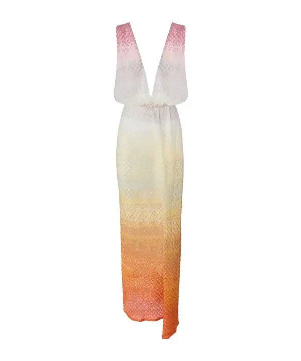 Missoni Sleeveless V-neck Ombre Jumpsuit - Orange Tones